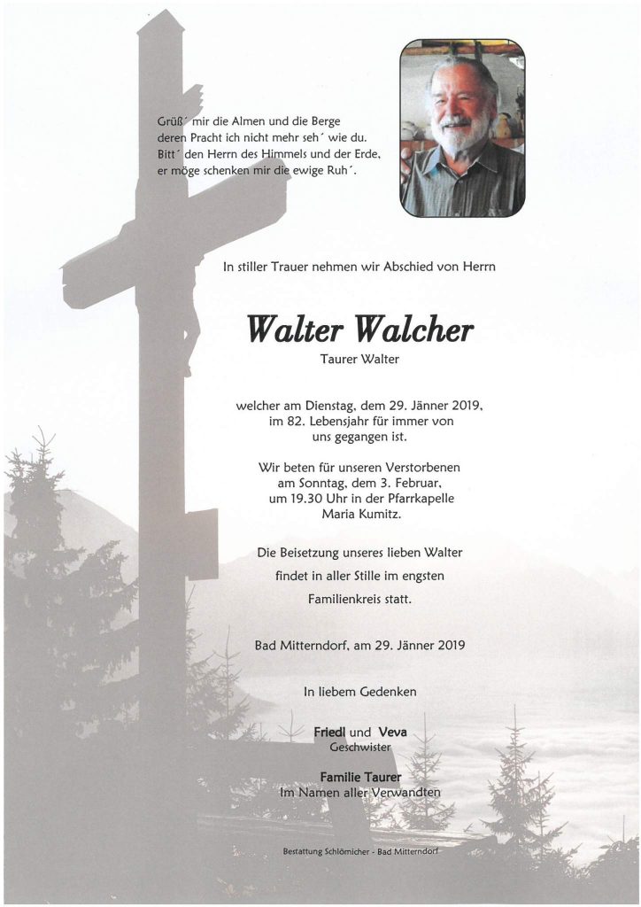 Walter Walcher Parte – Bestattung Schlömicher